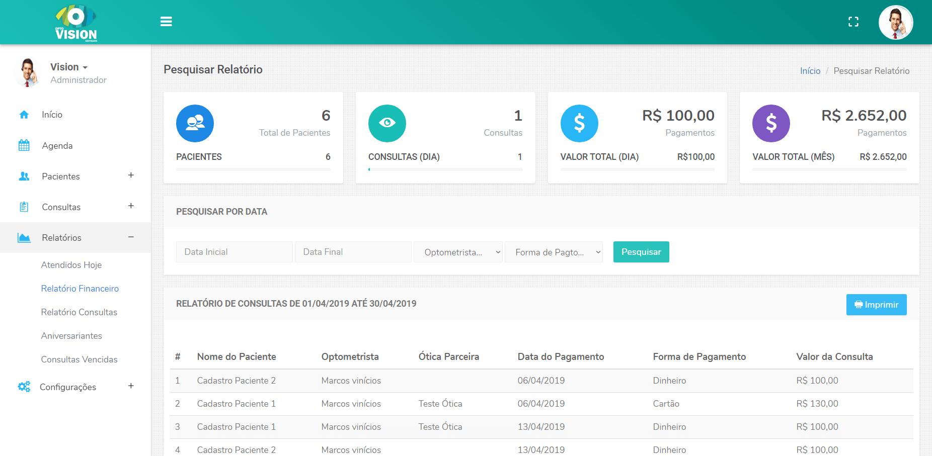 Optovision - Sistema para Optometristas